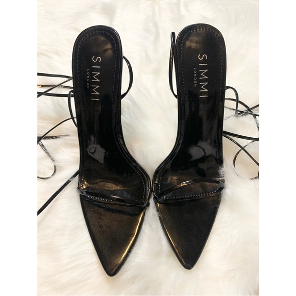 Simmi London | Shoes | Simmi Black Stappy Gold Spiraled Heel | Poshmark
